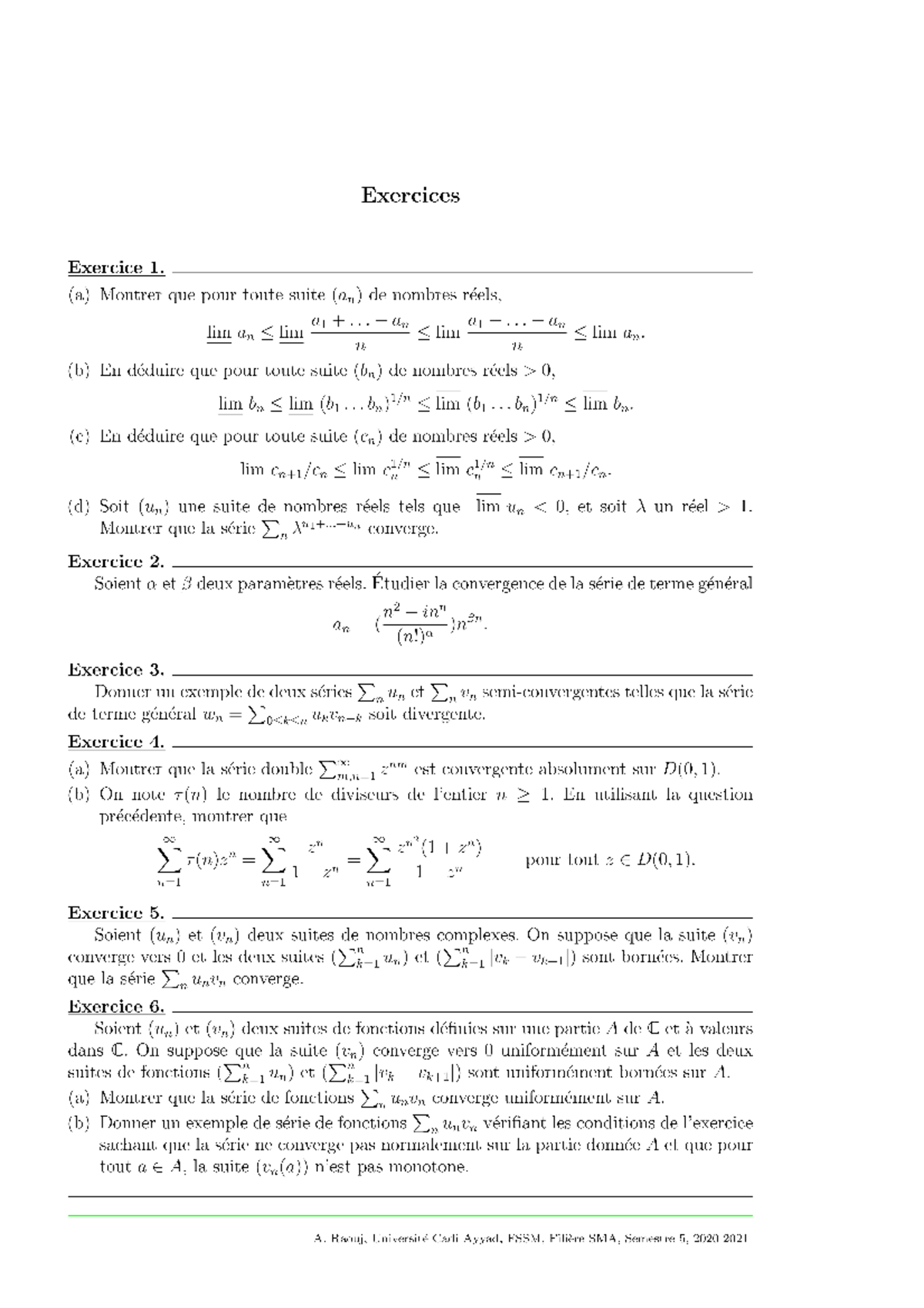 TD1complexe SMA S5 4nov 2020 - Variable Complexe - Studocu