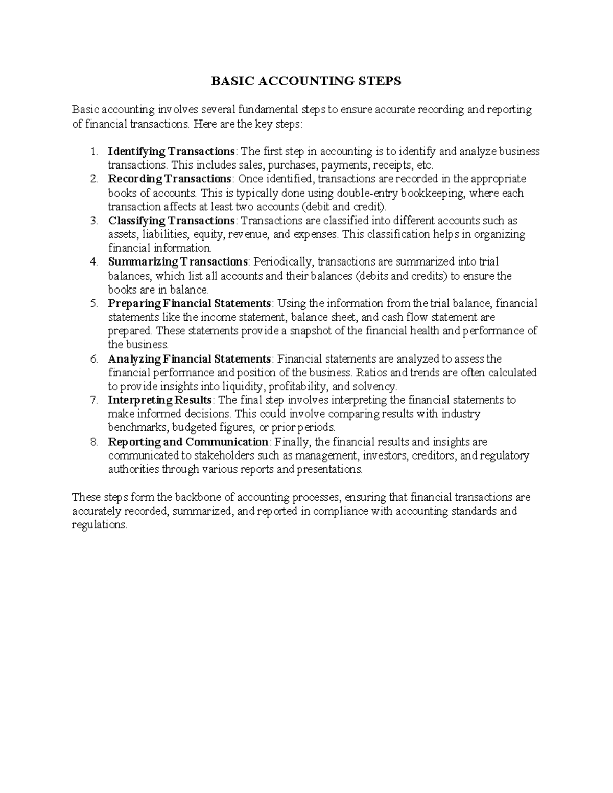 Basic Accounting Steps - BASIC ACCOUNTING STEPS Basic accounting ...