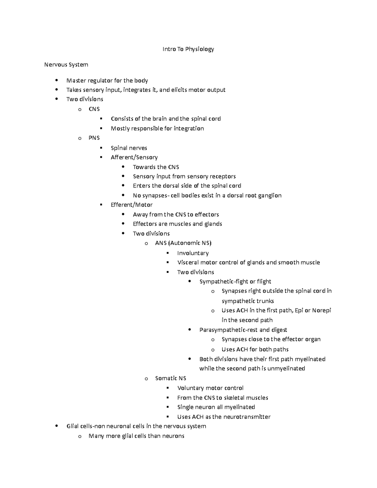 Intro-to-physiology - notes from the goat - Intro To Physiology Nervous ...