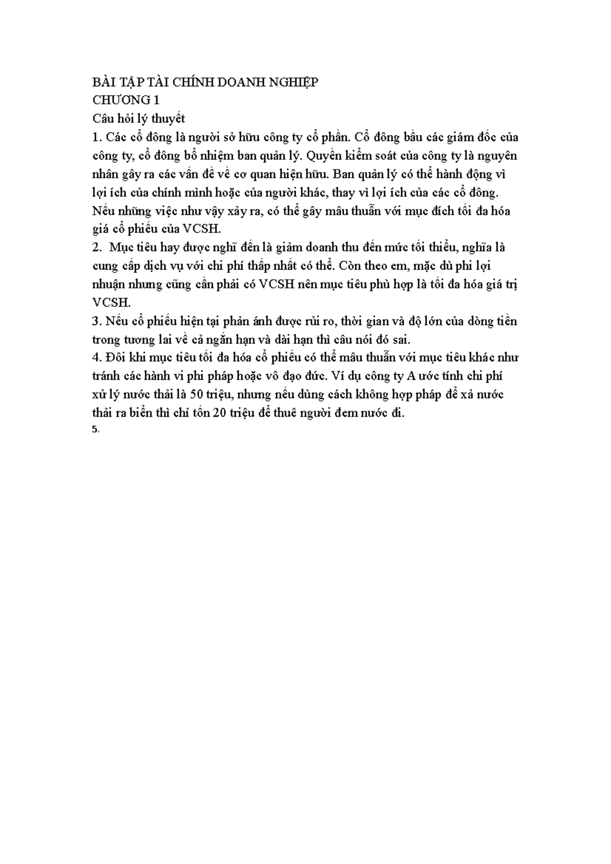BT TCDN C1 - bài tập tài chính doanh nghiệp chương 1 tự chọn - BÀI TẬP TÀI CHÍNH DOANH NGHIỆP ...