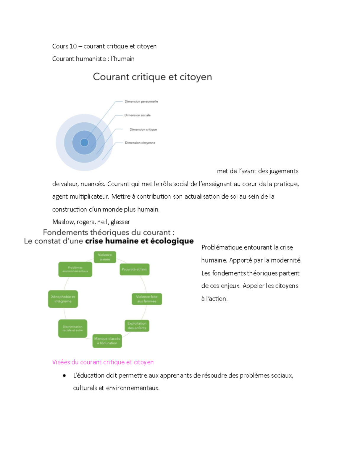 Cours 10 - Cours 10 – courant critique et citoyen Courant humaniste : l ...
