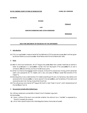 SGS 4 Sample Skeleton (Defendant) -1 - BPTC ADVOCACY Sample Skeleton IN ...