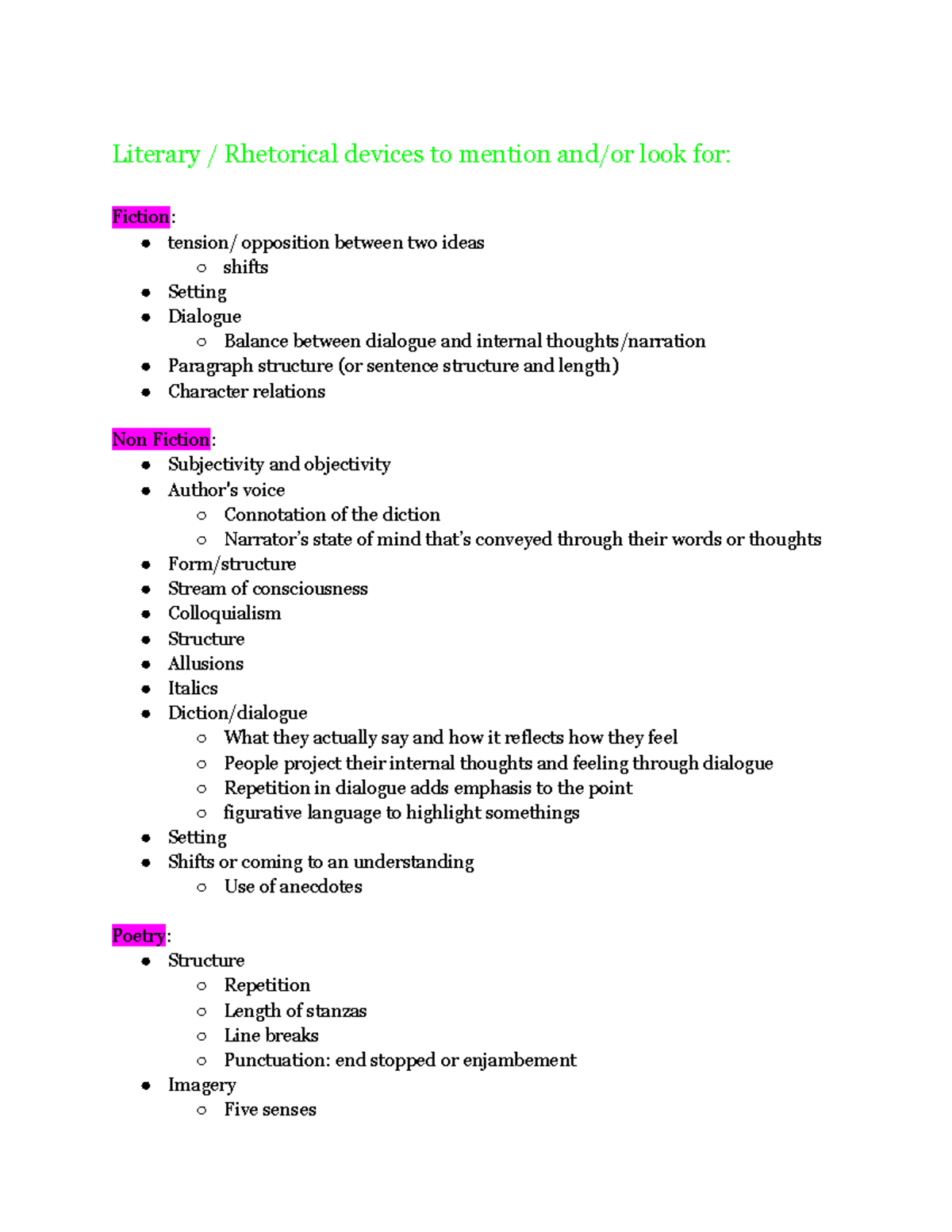 English HL Lit Paper 1 Prep - Literary / Rhetorical devices to mention ...