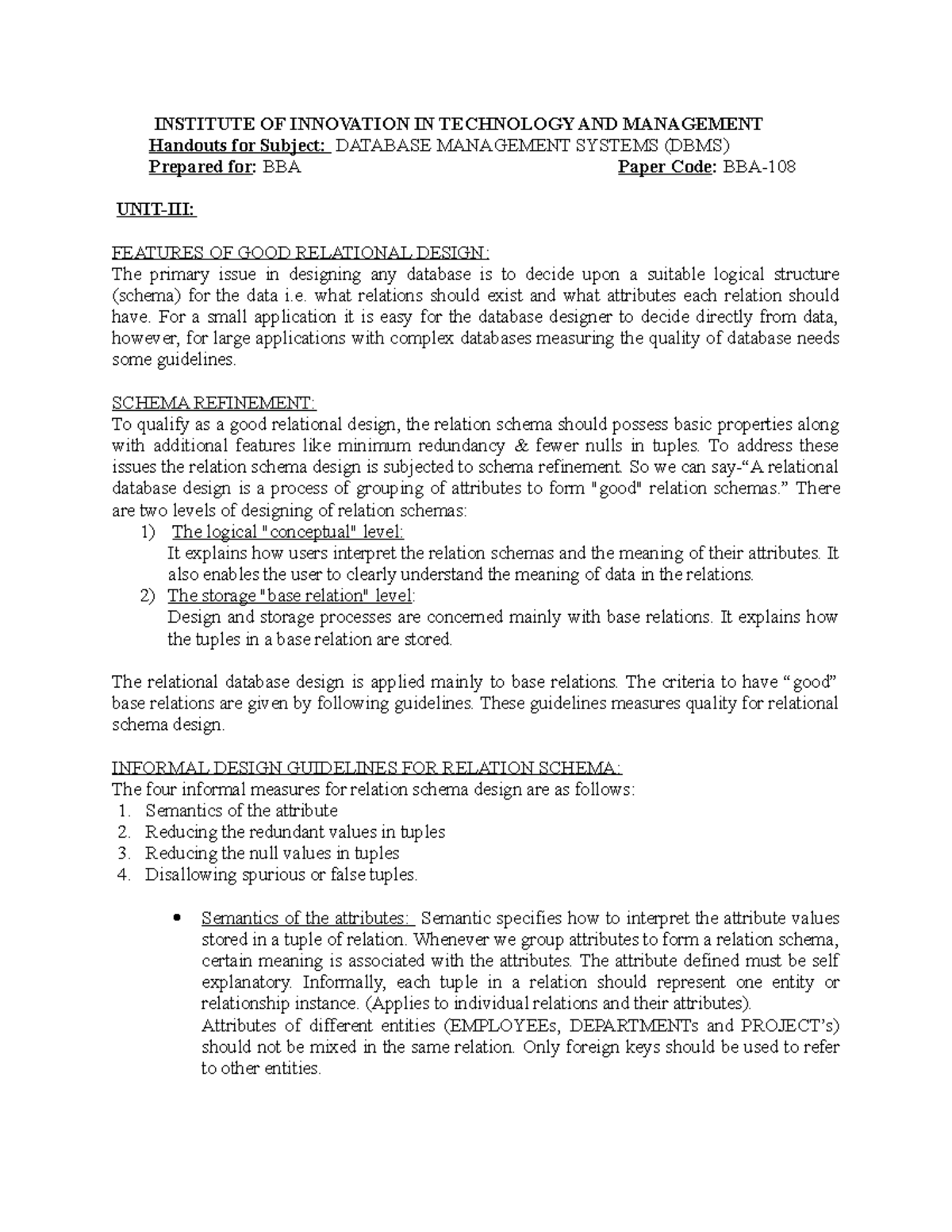 UNIT-3 - BBA NOTES - INSTITUTE OF INNOVATION IN TECHNOLOGY AND ...