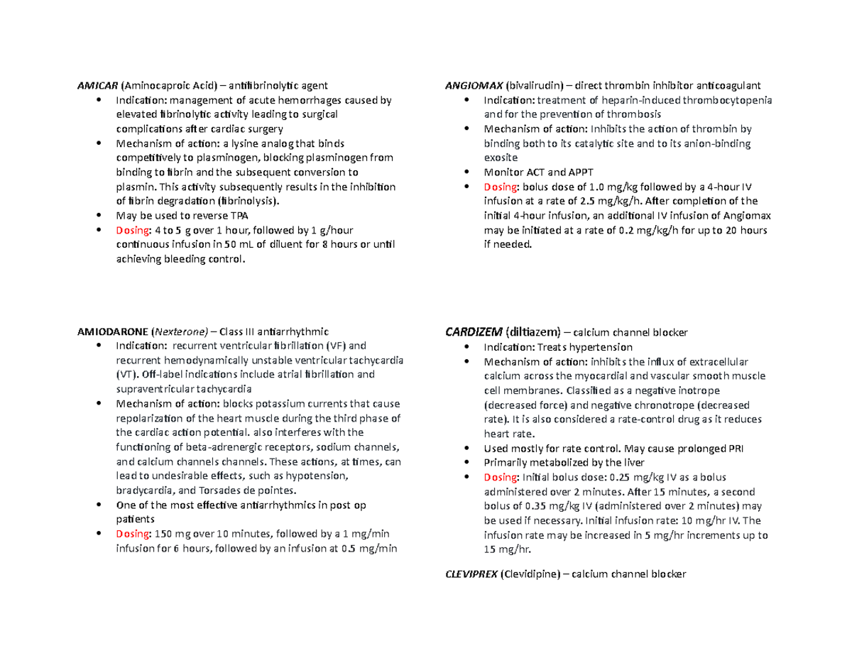 ICU Titratable Drips - AMICAR (Aminocaproic Acid) – antifibrinolytic ...