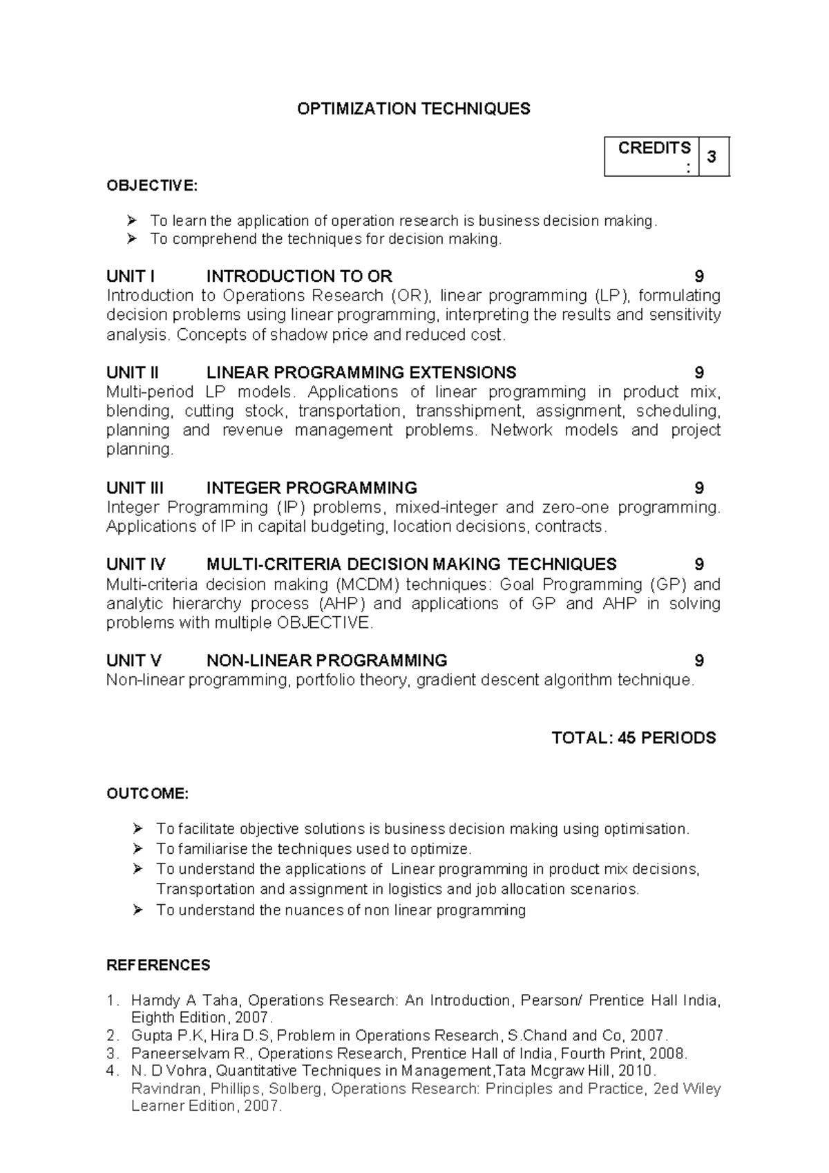 II-Sem-Optimization Techniques - OPTIMIZATION TECHNIQUES CREDITS : 3 ...