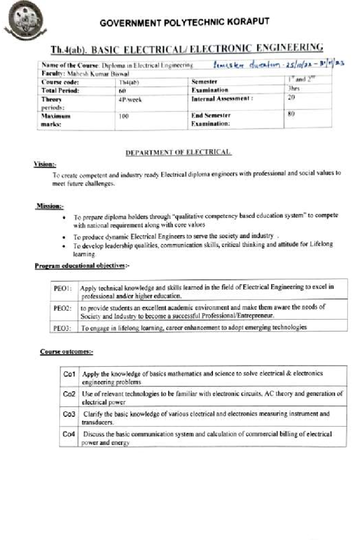 Basic Elect ETC 22-23 - Summary ellectrcal engineering - Th4(ab). BASIC ELECTRICAL/ELECTRONIC ...