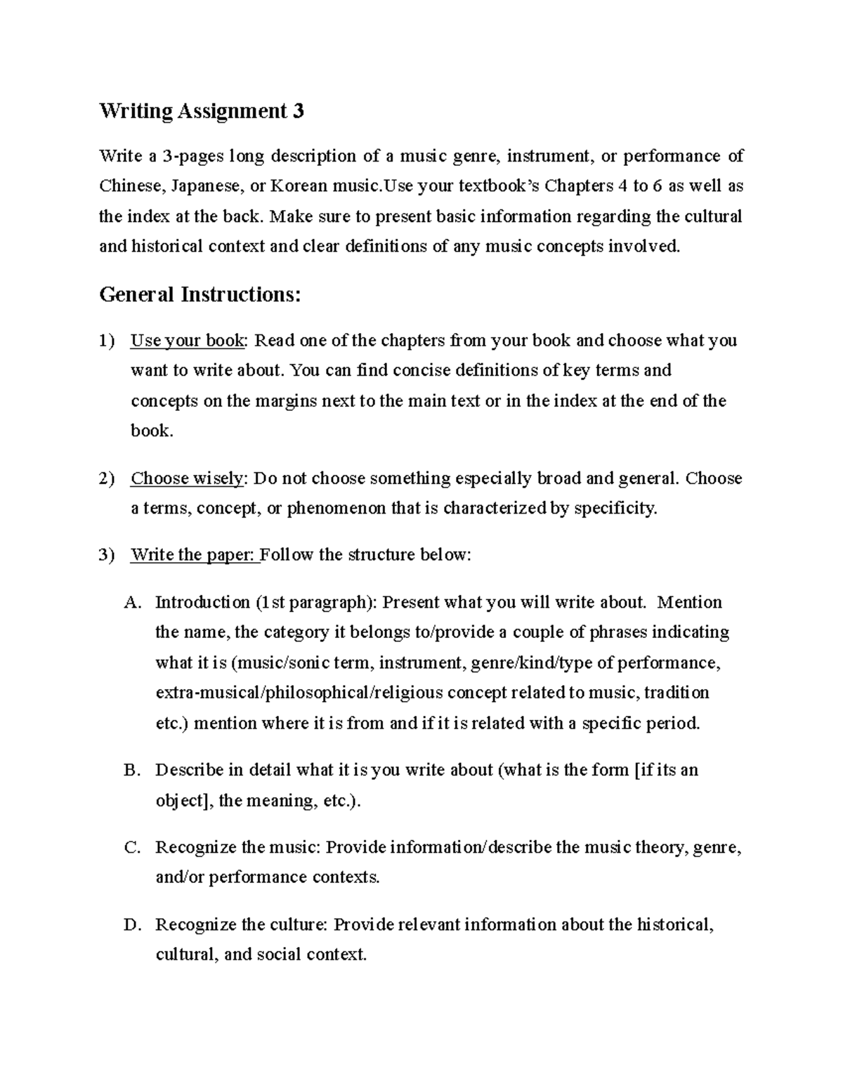 Third assignment Instructions - Writing Assignment 3 Write a 3-pages ...