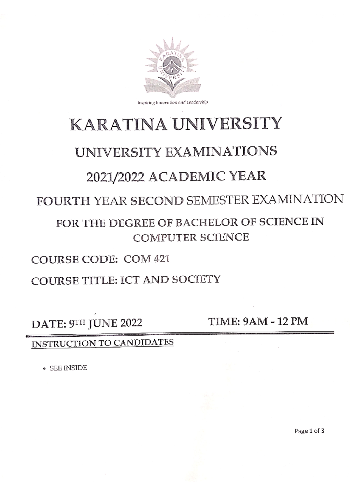 COM421-ICT - clean - information Science - Studocu