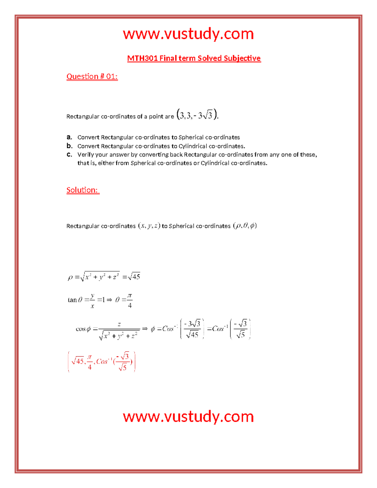 MTH301 Final term Solved Subjective with Reference - MTH301 Final term ...
