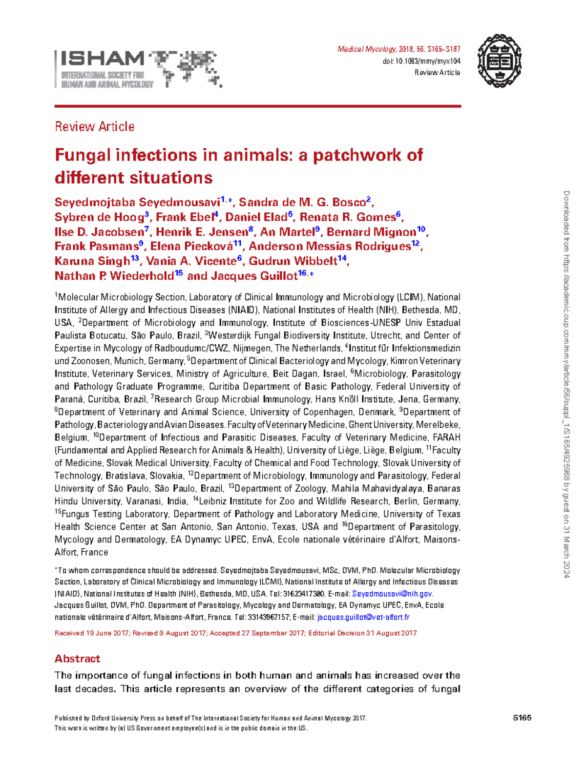 Fungal - Medical Mycology, 2018, 56, S165–S doi: 10/mmy/myx Review ...