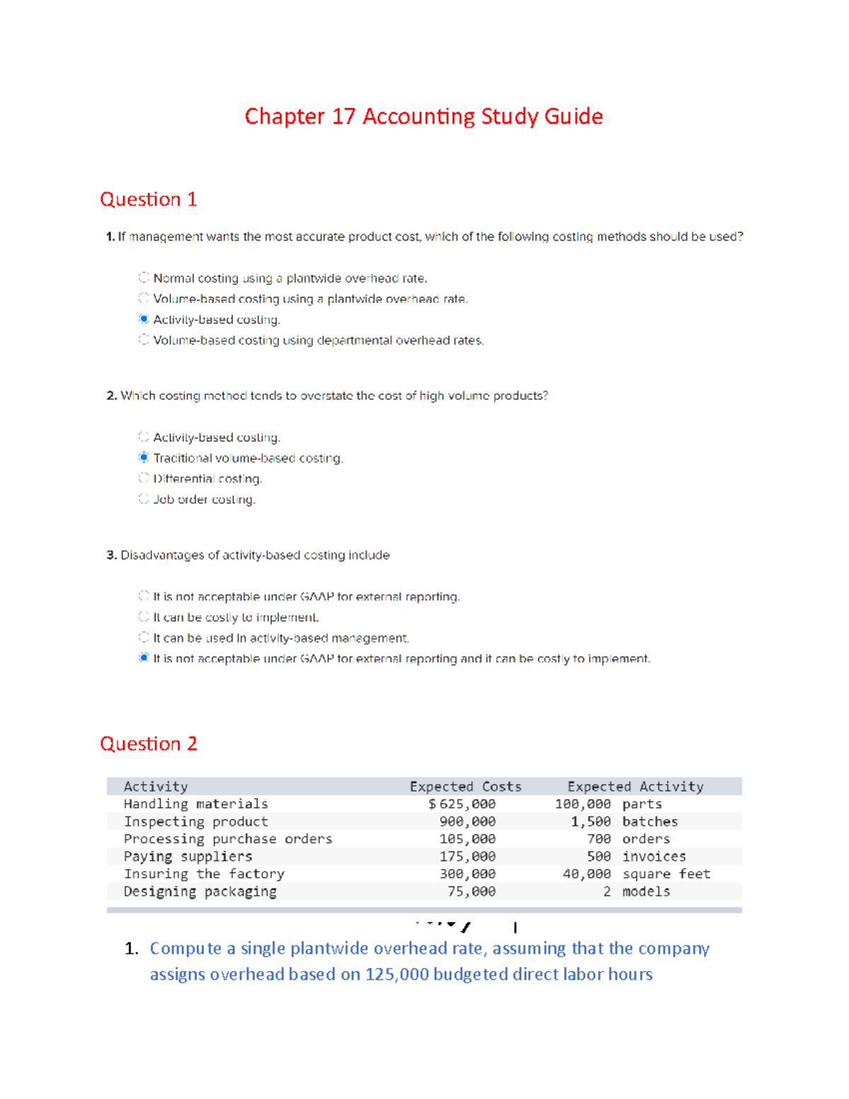 Chapter 17 Accounting Study Guide Chapter 17 Accounting Study Guide