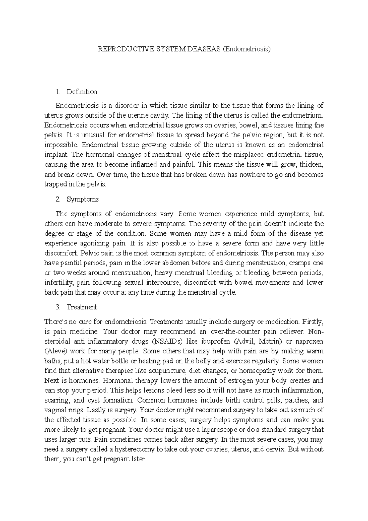 Reproductive System Disease BIO095 lab report part - REPRODUCTIVE ...
