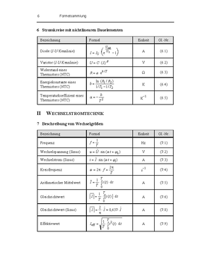 Formelsammlung Elektrotechnik 1 - I GLEICHSTROMLEHRE 1 Elektrische ...