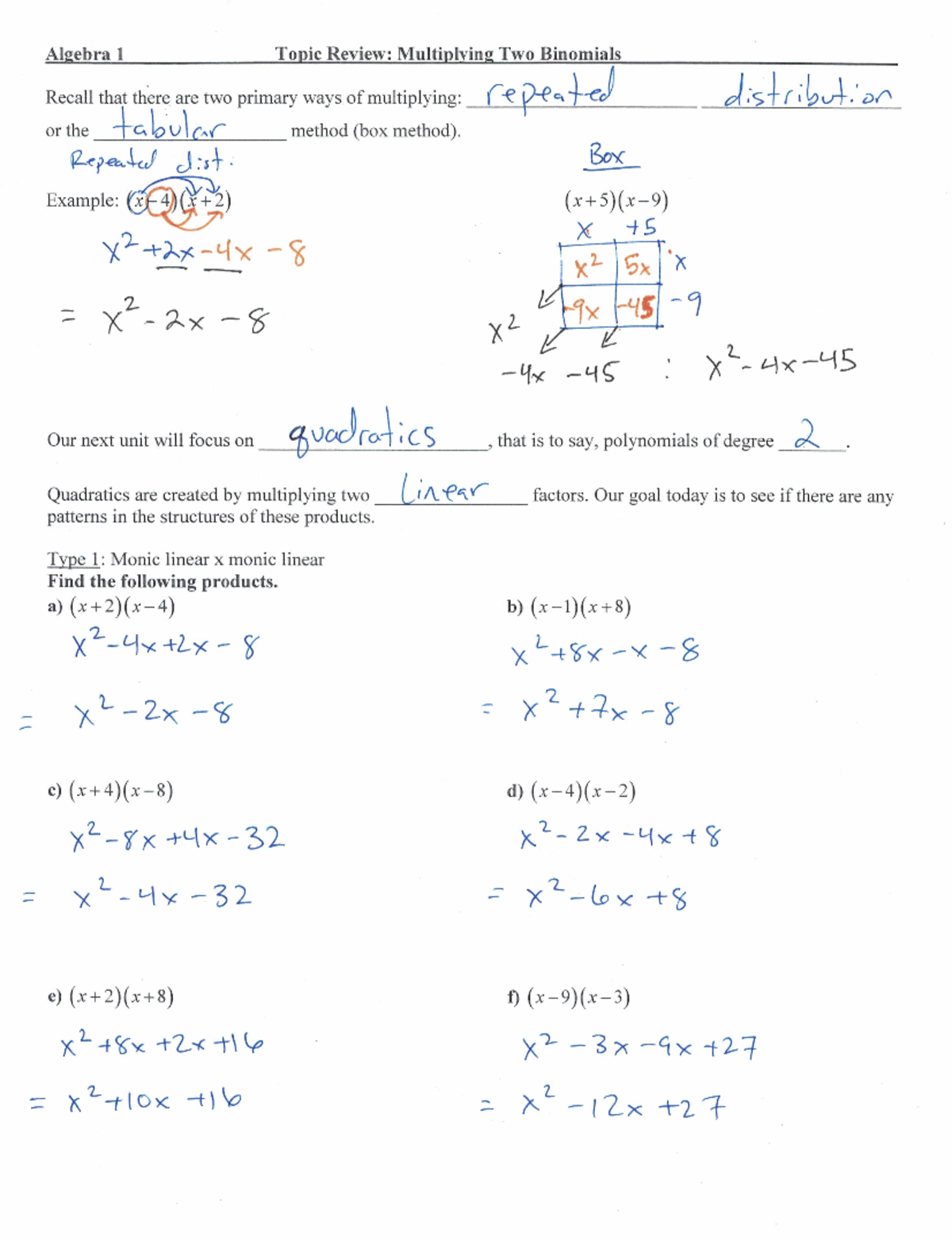 03-20-2017 . Revisit multiplying two binomials notes Completed - Studocu