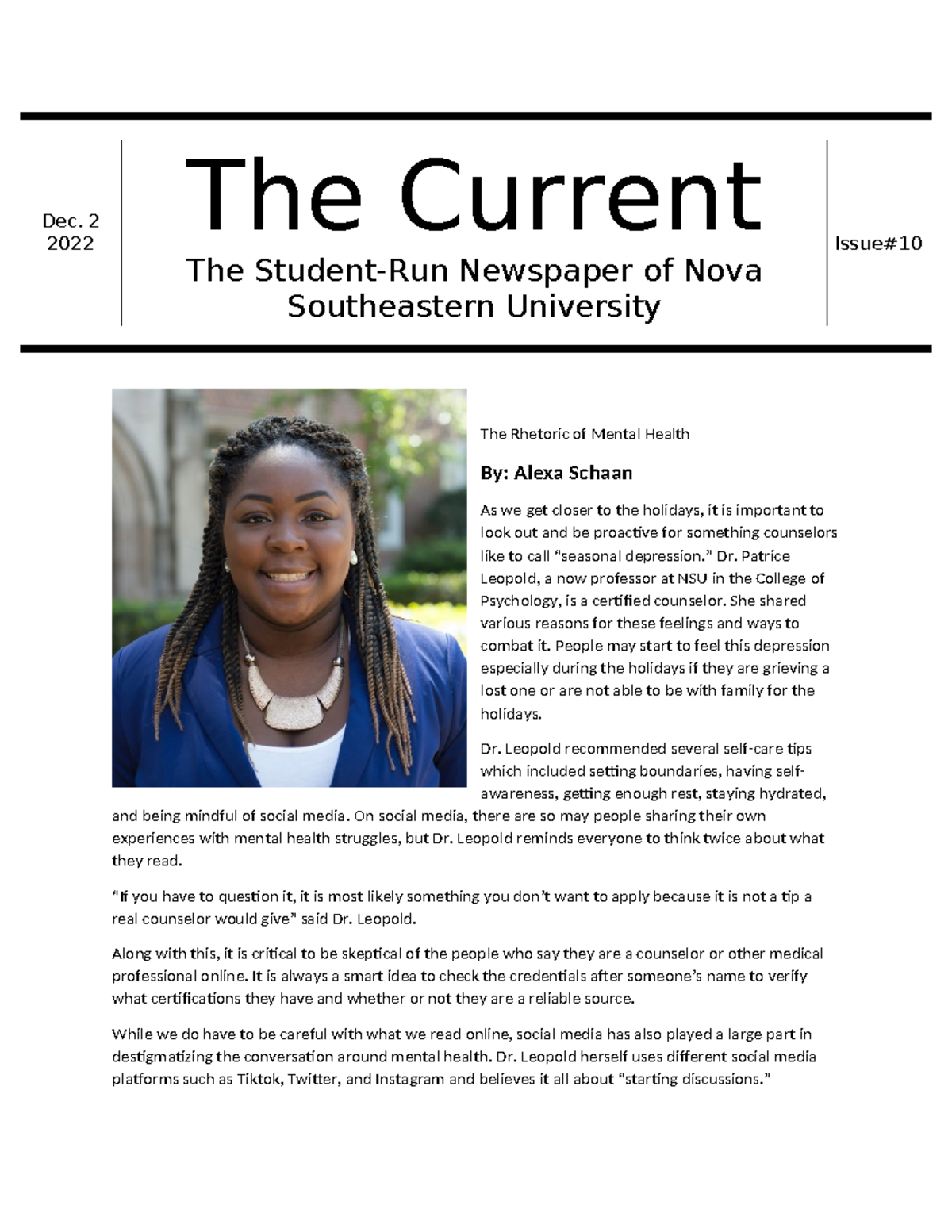 Article Example - 5.03 - Dec. 2 2022 The Current The Student-Run ...