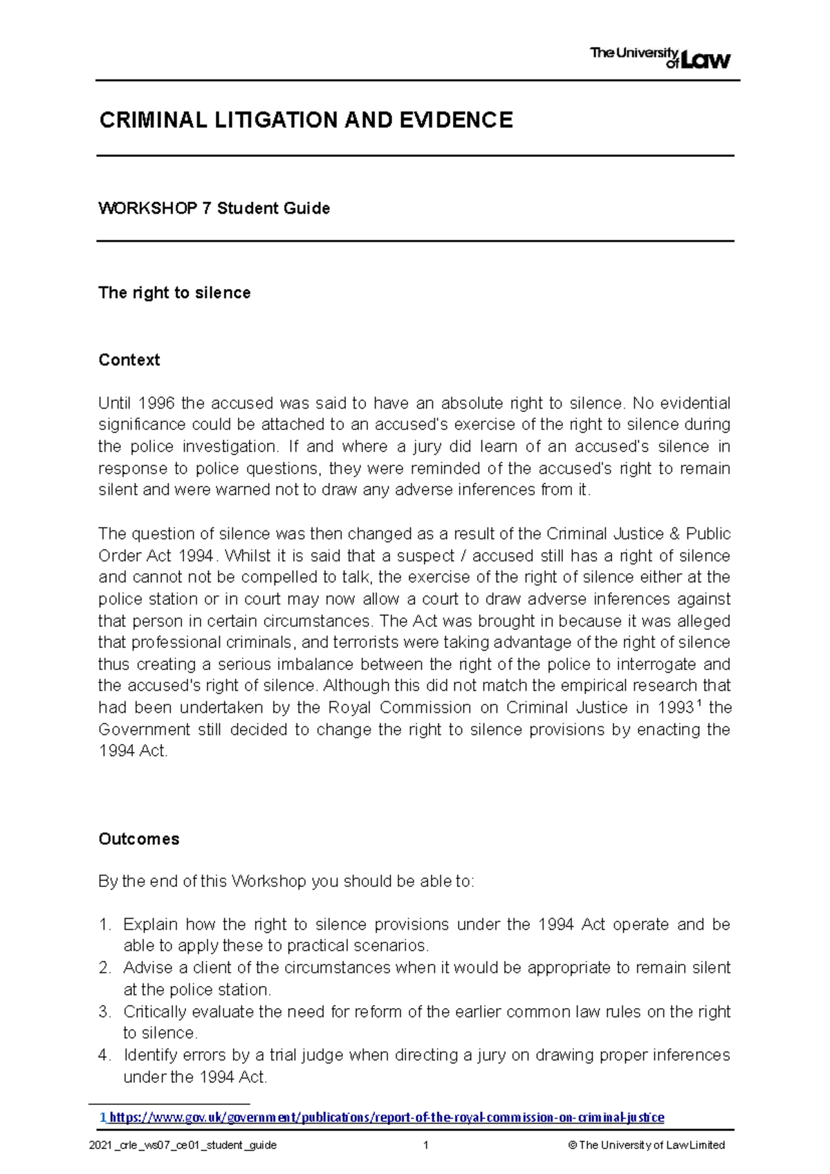Ws7- crim litigation - CRIMINAL LITIGATION AND EVIDENCE WORKSHOP 7 ...