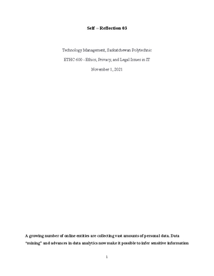 Reflection 4 - Sasktel - CSR assignment - COMP249, Winter 2022. 4 th ...