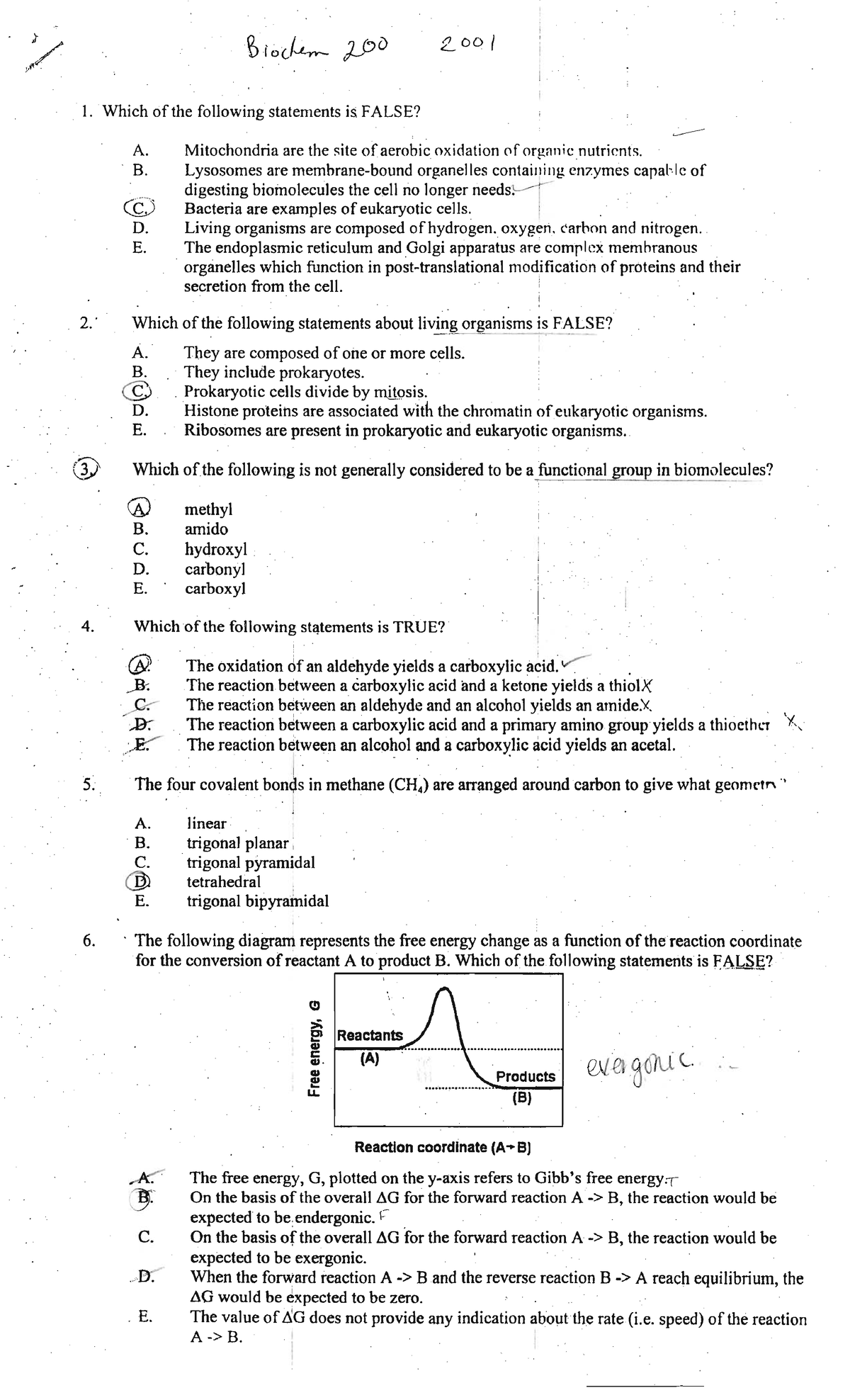 Biochemistry 200- sample questions for midterm - Bmsc 200.3 - Studocu