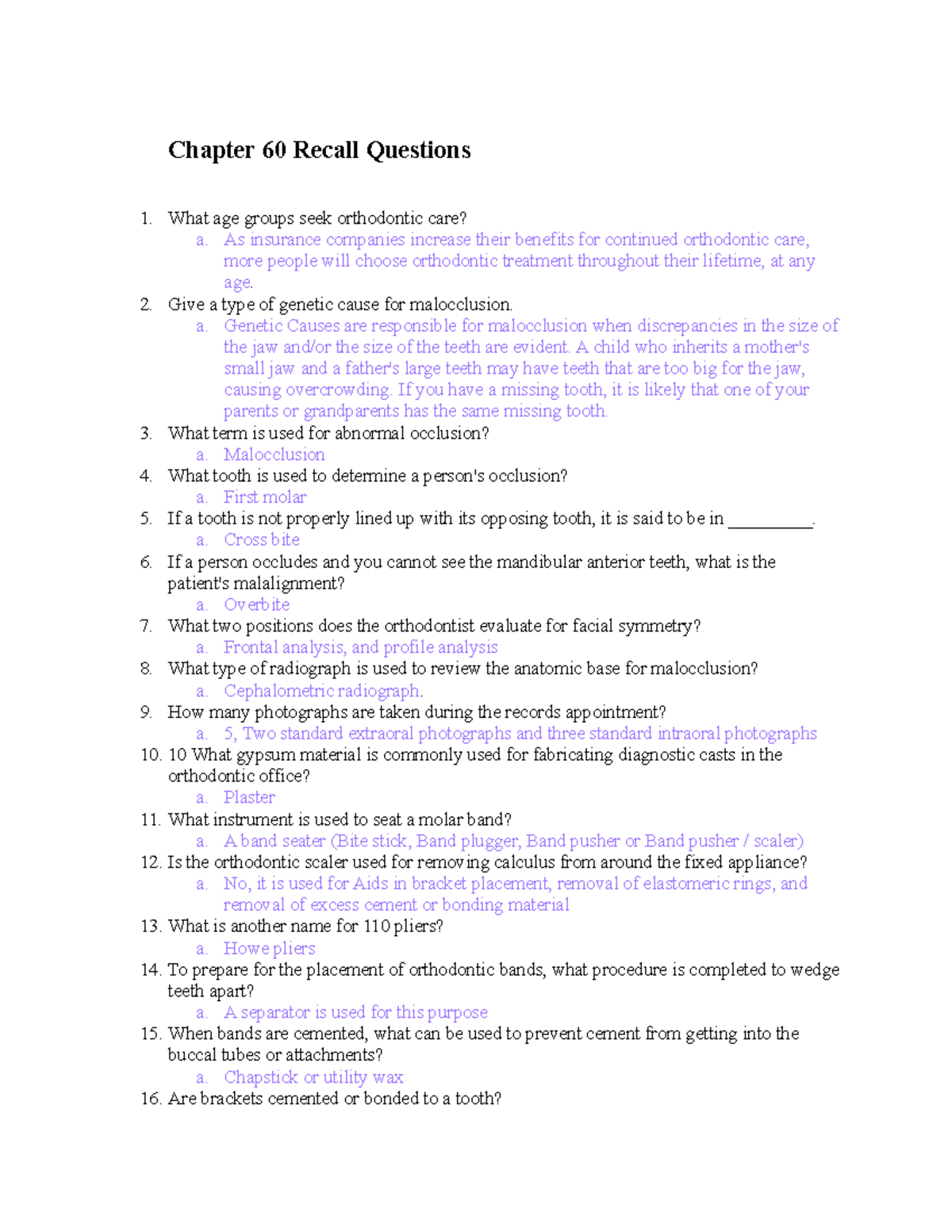 Chapter 60 Recall Questions - Chapter 60 Recall Questions What age ...