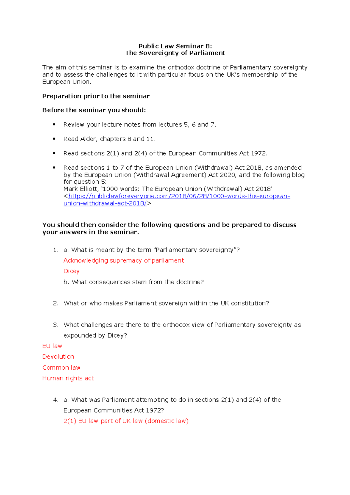 W C 23rd November Public Law and Research Skills Seminar 8 - Public Law ...