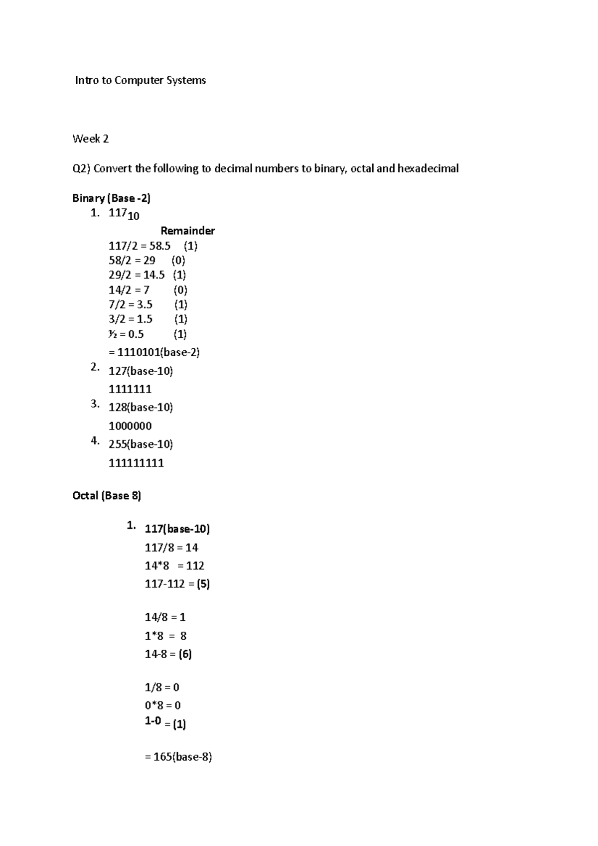 Intro To Computer Systems Questions Week1 Intro To Computer Systems