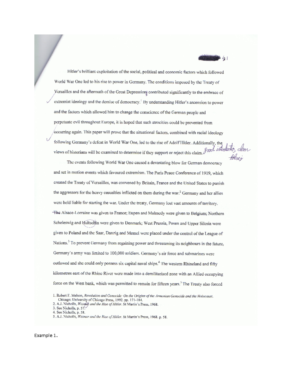 Thesis Statements and Essay Introductions - Good Examples - RTA 101 ...