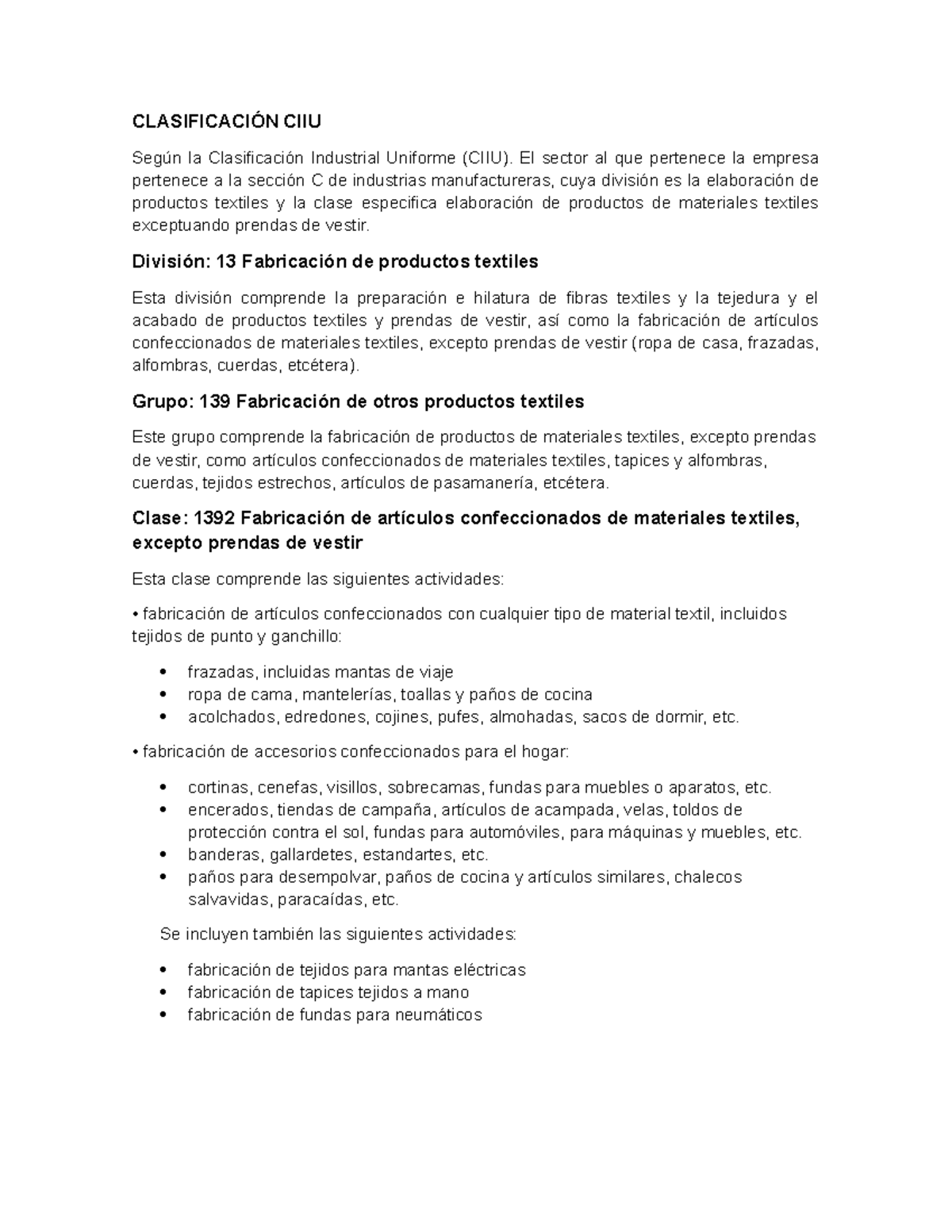Clasificación CIIU - ciiu - CLASIFICACIÓN CIIU Según la Clasificación ...