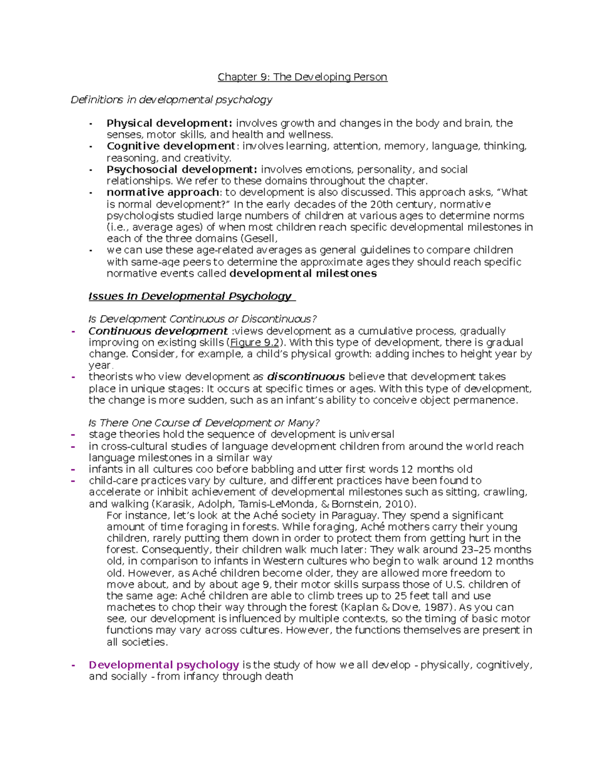 Chapter 9- The Developing Person - Chapter 9: The Developing Person ...