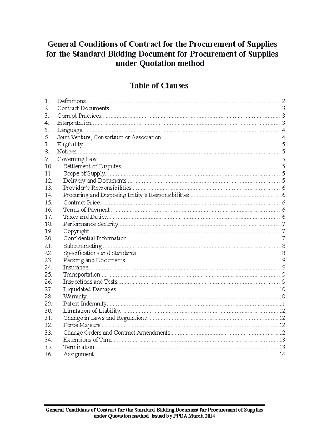 GCC for Procurement of Supplies under Quotation method - General Conditions of Contract for the ...