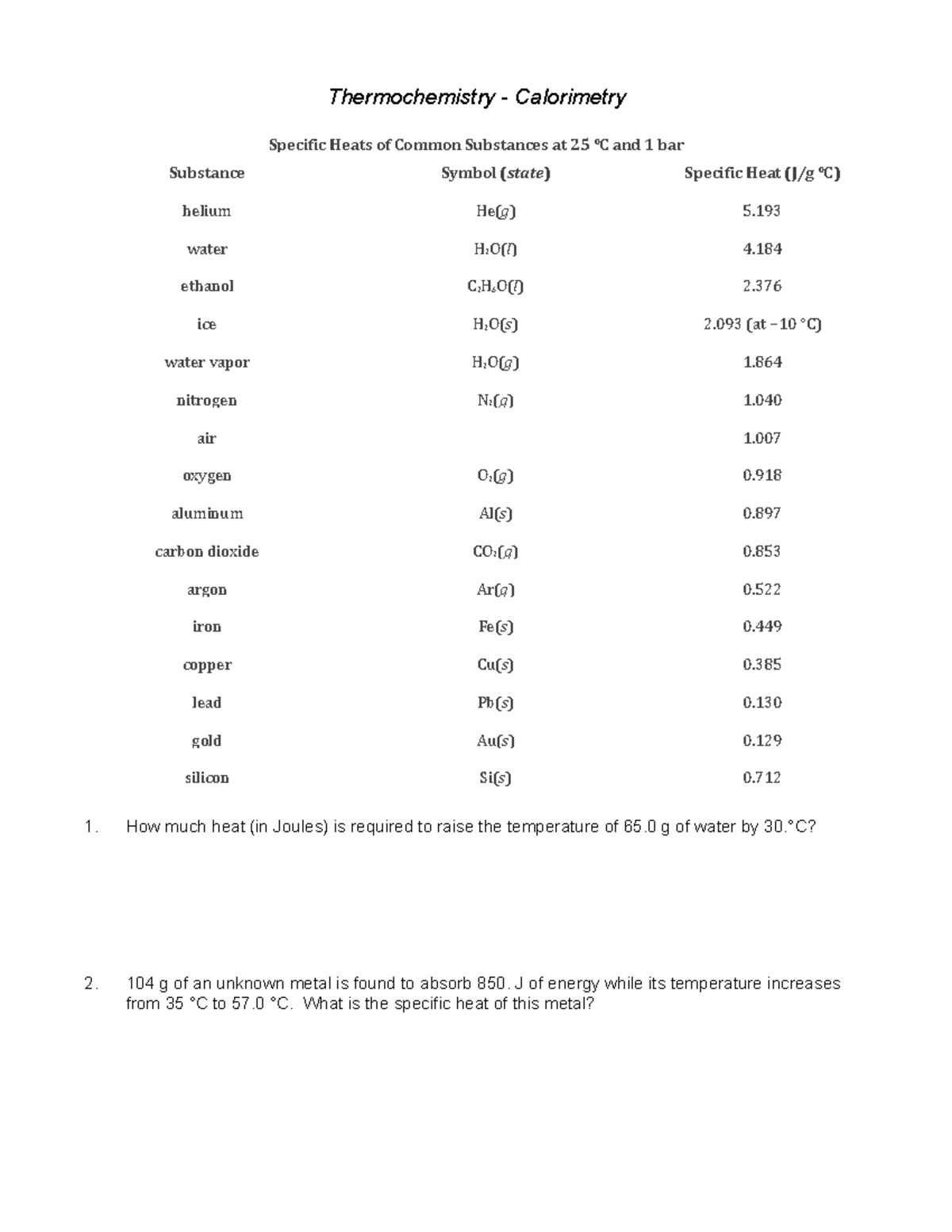 1806 Thermochemistry - Calorimetry - Thermochemistry - Calorimetry ...