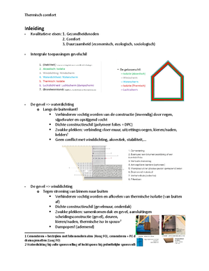 Comfort - lessen met aanvullende notities - comfort Thermisch Comfort 1 ...