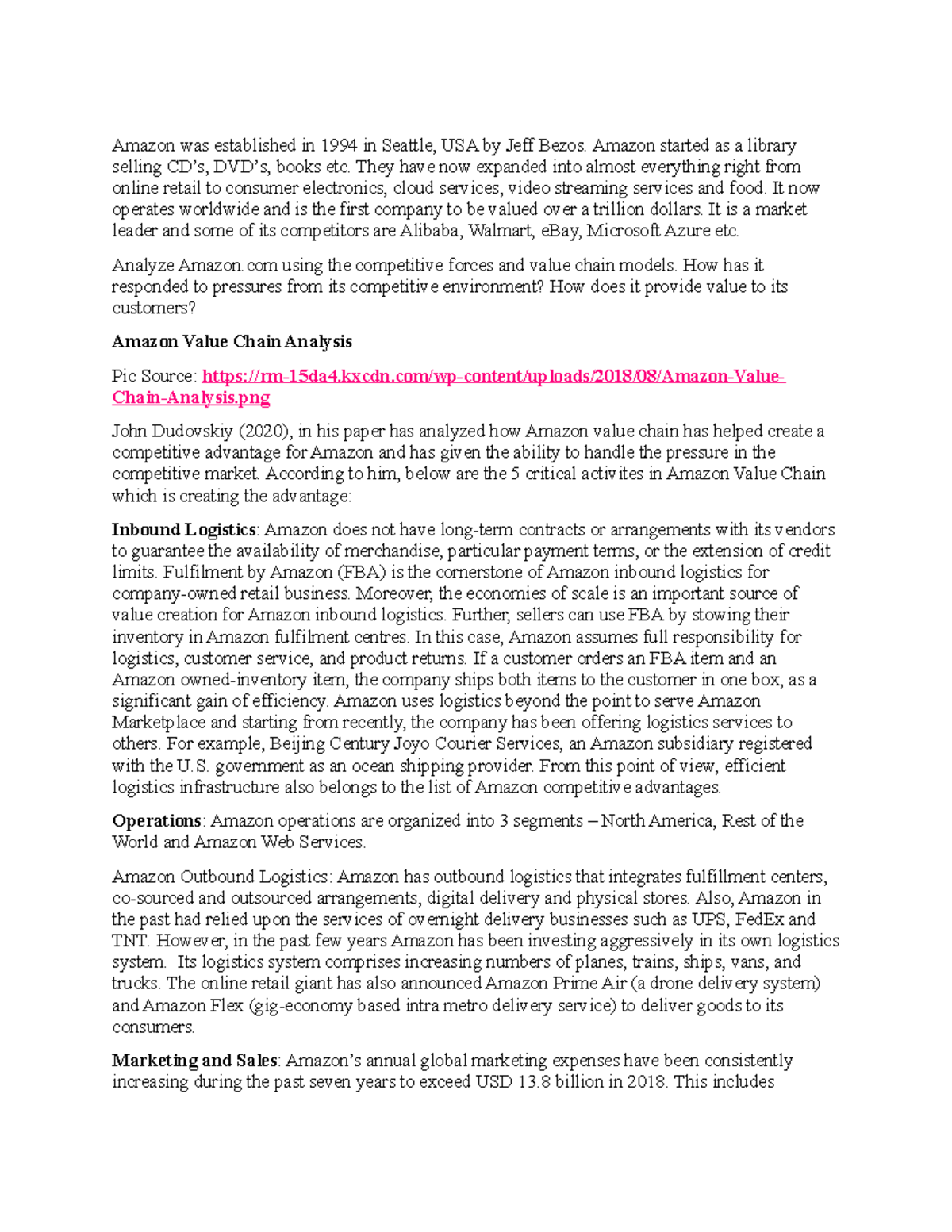 Amazon case study :value analysis and evolving strategy - BUS 5114 ...