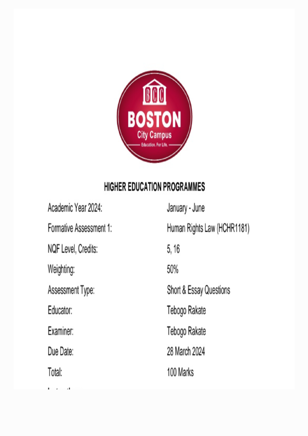 Human rights Assessment ((FA1) 240310 135639 240321 215014 - BCC BOSTON ...