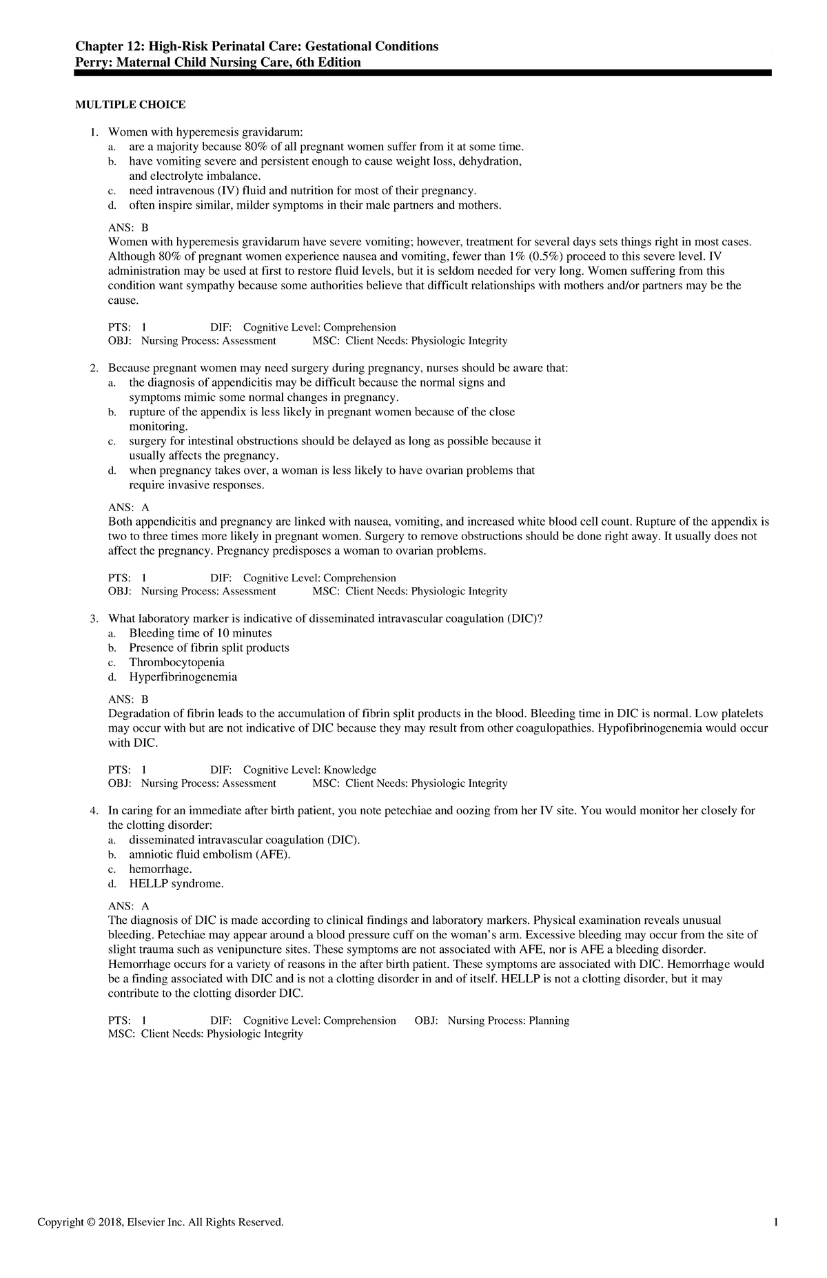 Exam View - Chapter 12 - Chapter 12: High-Risk Perinatal Care ...