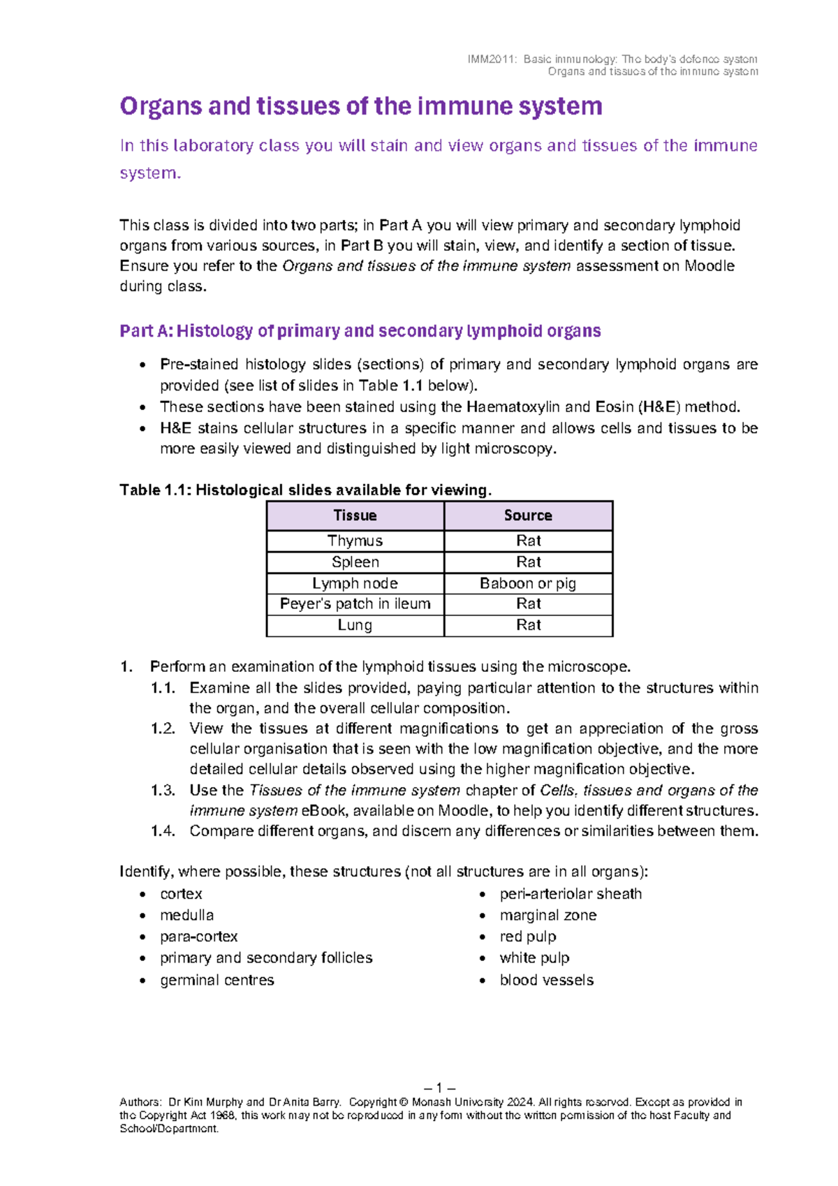 Organs and tissues of the immune system - IMM2011: Basic immunology ...