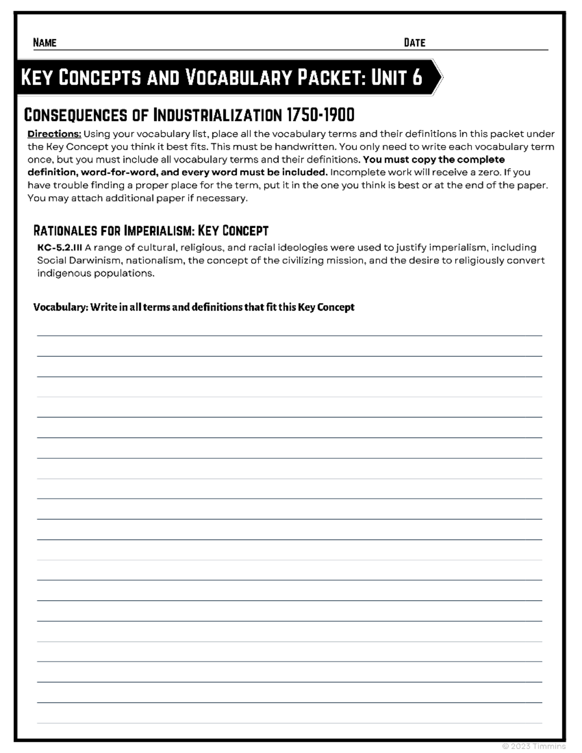 Unit 6 Vocab Packet - its good - HIS 121 - Studocu