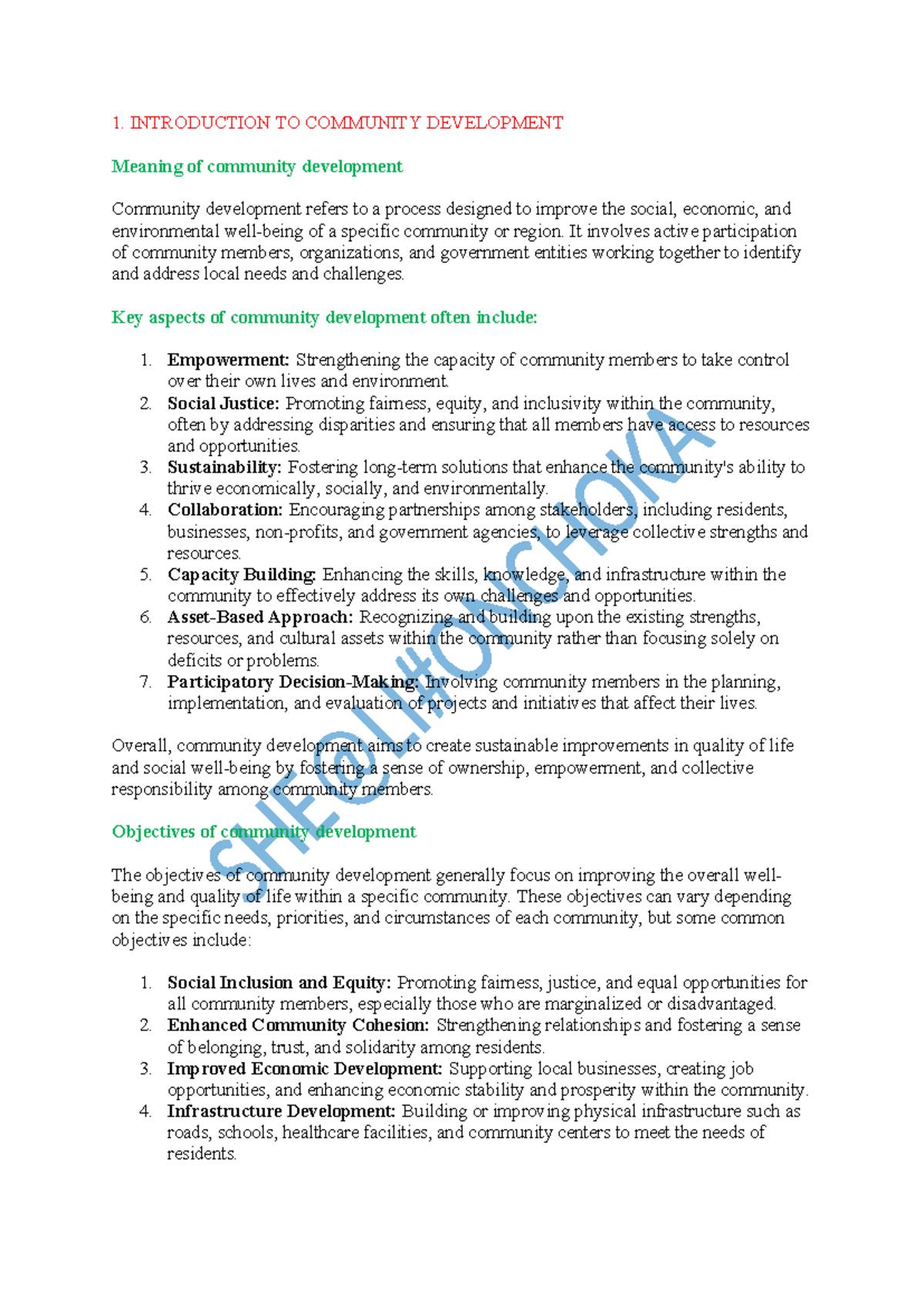 Introduction TO Community Development - 1. INTRODUCTION TO COMMUNITY ...