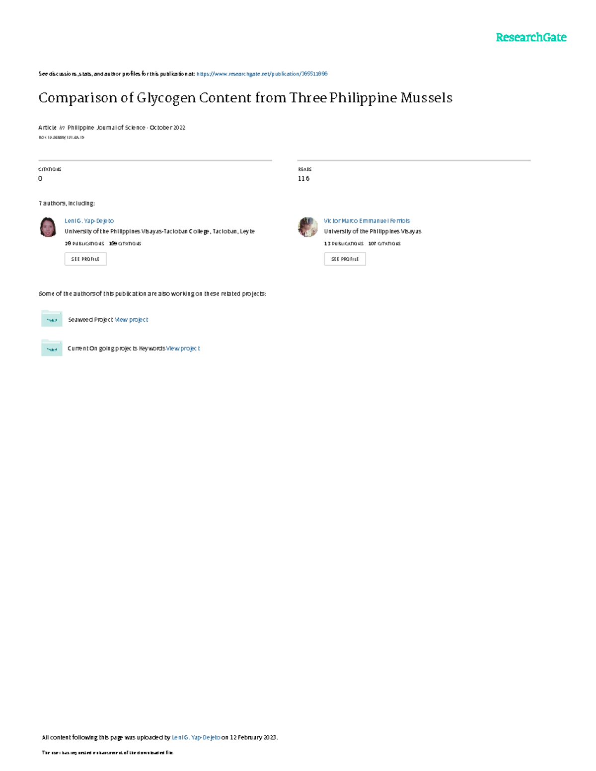 Yap-Dejeto & Ferriols - Comparison of Glycogen Content from Three ...