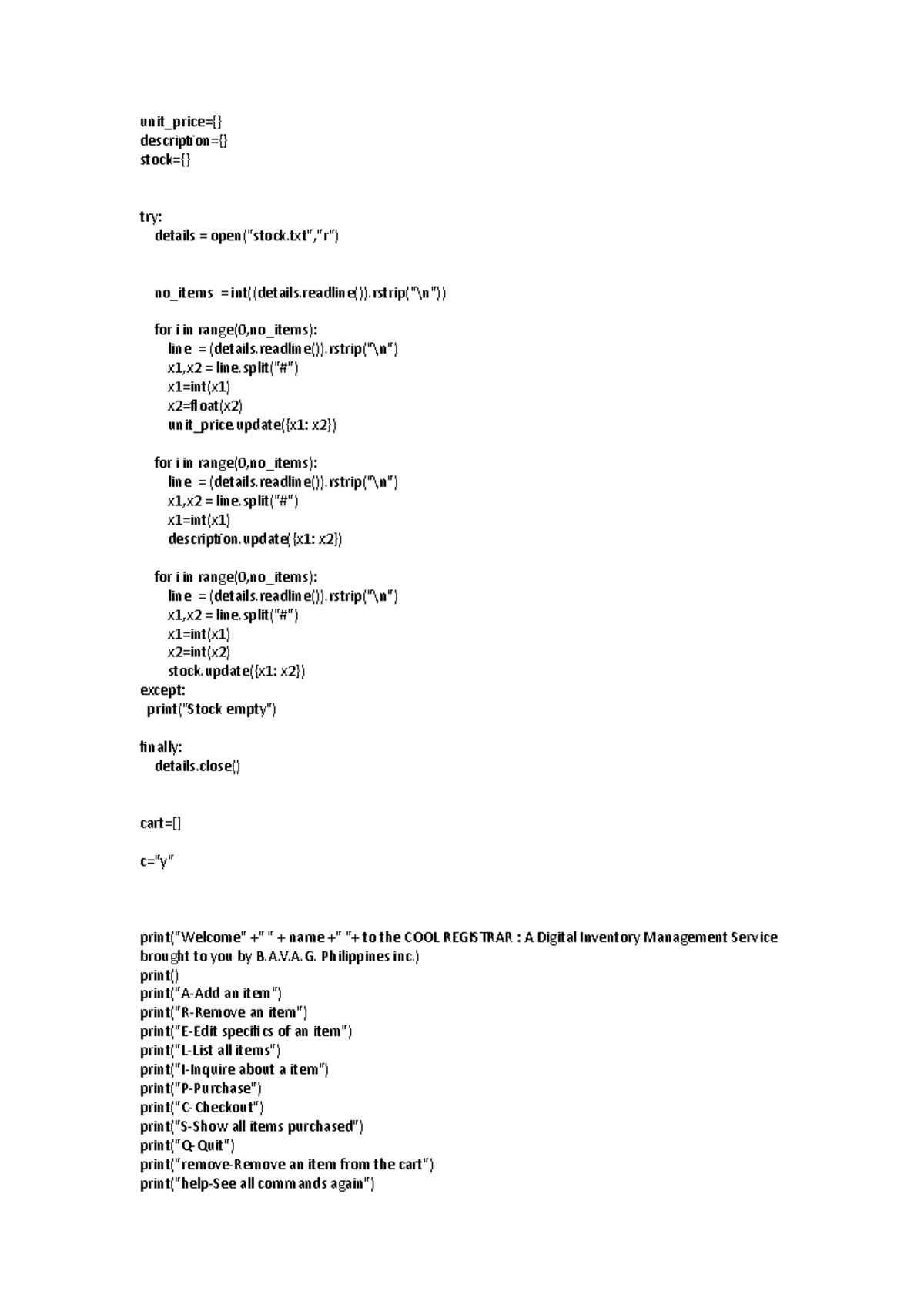 Comprog-finals-code - system - unit_price={} description={} stock ...