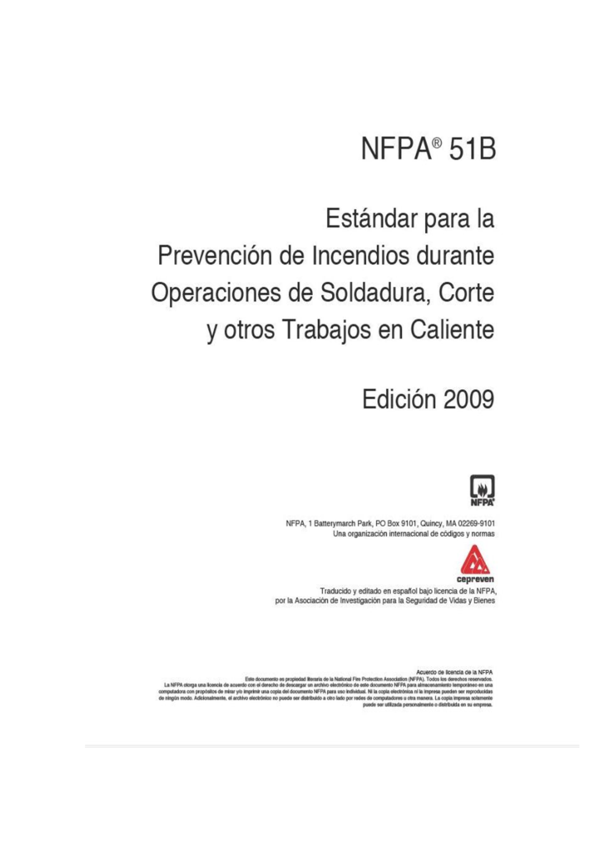 NFPA 51B Trabajo en caliente - Higiene y Seguridad - Studocu