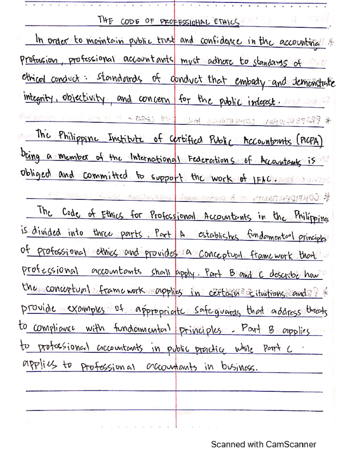 CODE OF Ethics (notes) - Auditing Theory - Studocu