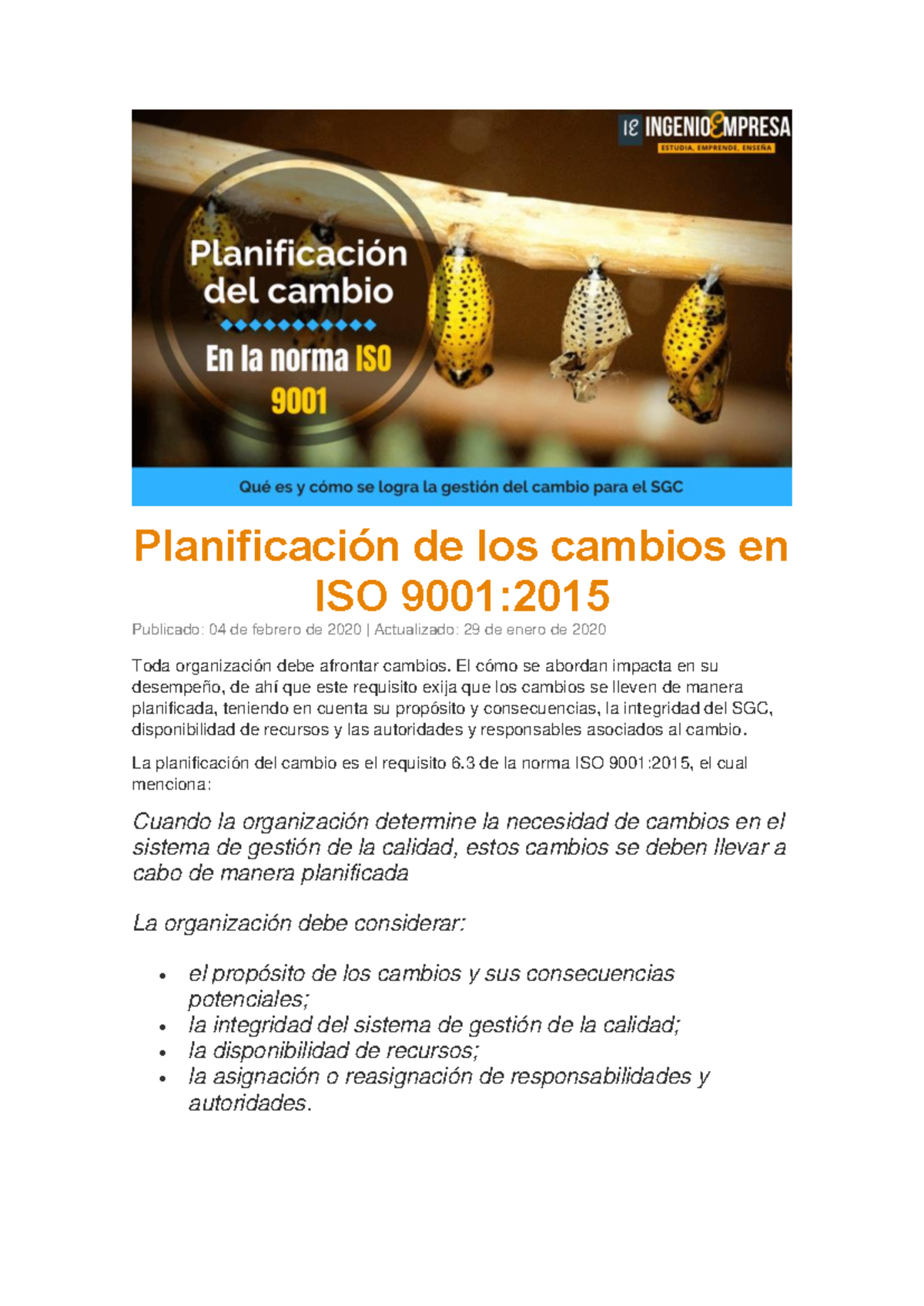 3- Planificación de los cambios en ISO 9001 - Planificación de los cambios en ISO 9001 ...