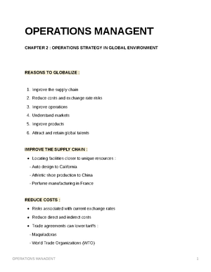 Operations Management 7 - OPERATIONS MANAGEMENT CHAPTER 7 : STRATEGIC ...