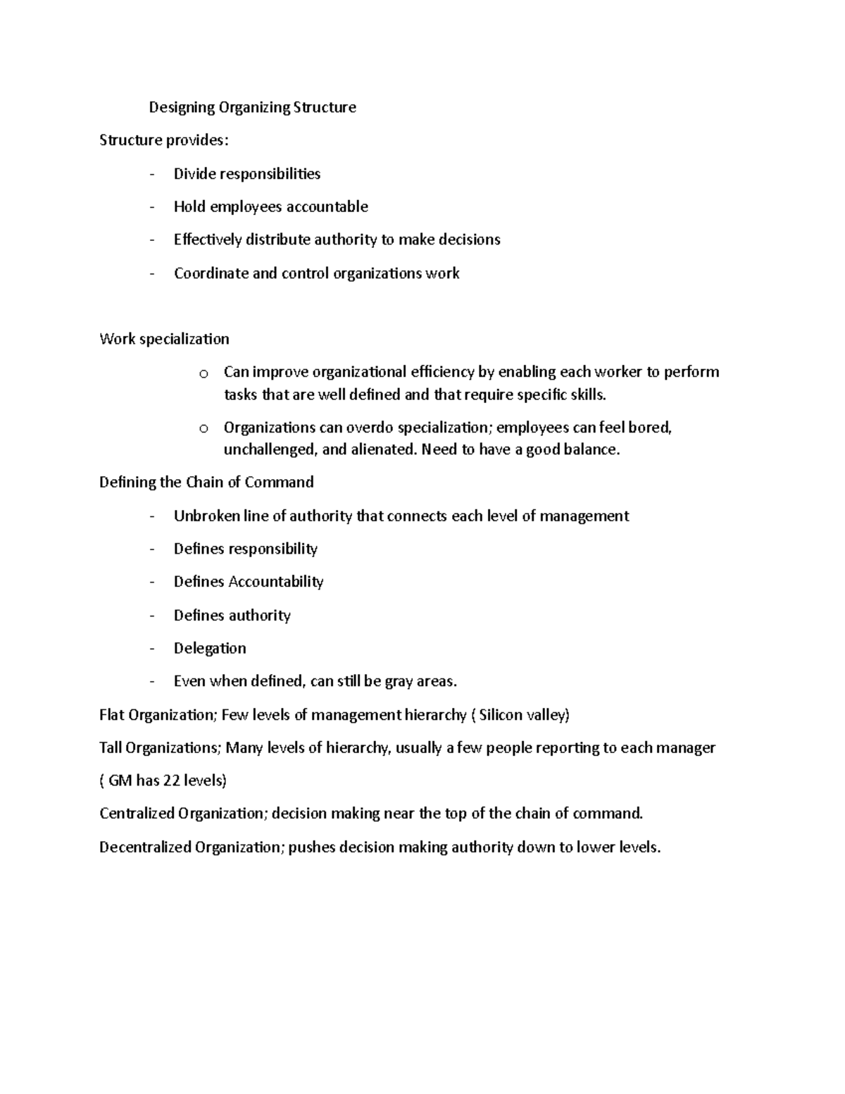 Chapter 8 - Mark Reuscher - Designing Organizing Structure Structure ...