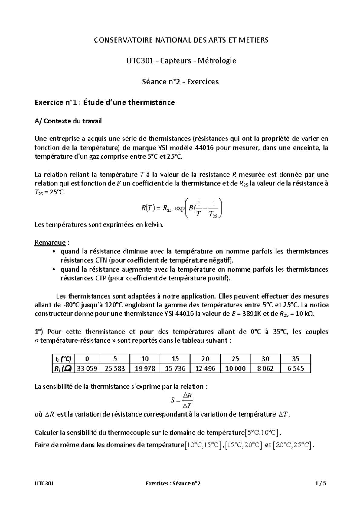 Capteurs-Métrologie\Chaînes de mesures\Exercices - CONSERVATOIRE ...