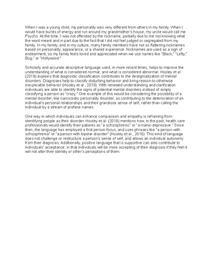 PSY260 Project Two - PSY 260 Project Two ARIELLE SHOWERS DANA DONOHUE ...