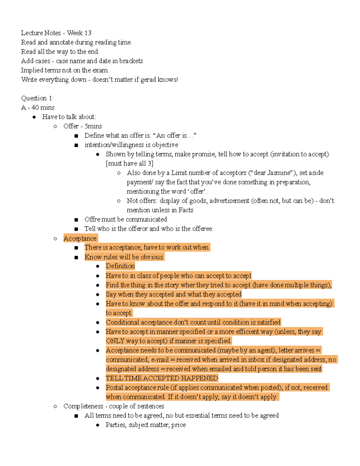 Exam notes - Lecture Notes - Week 13 Read and annotate during reading ...