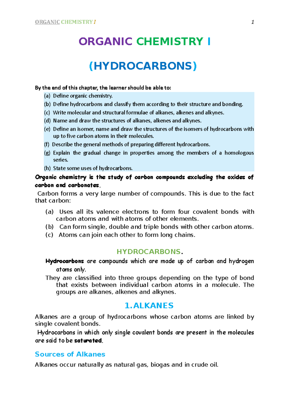 3.3. Organic Chemistry I-1 - Bsc. mathematics and computer science ...