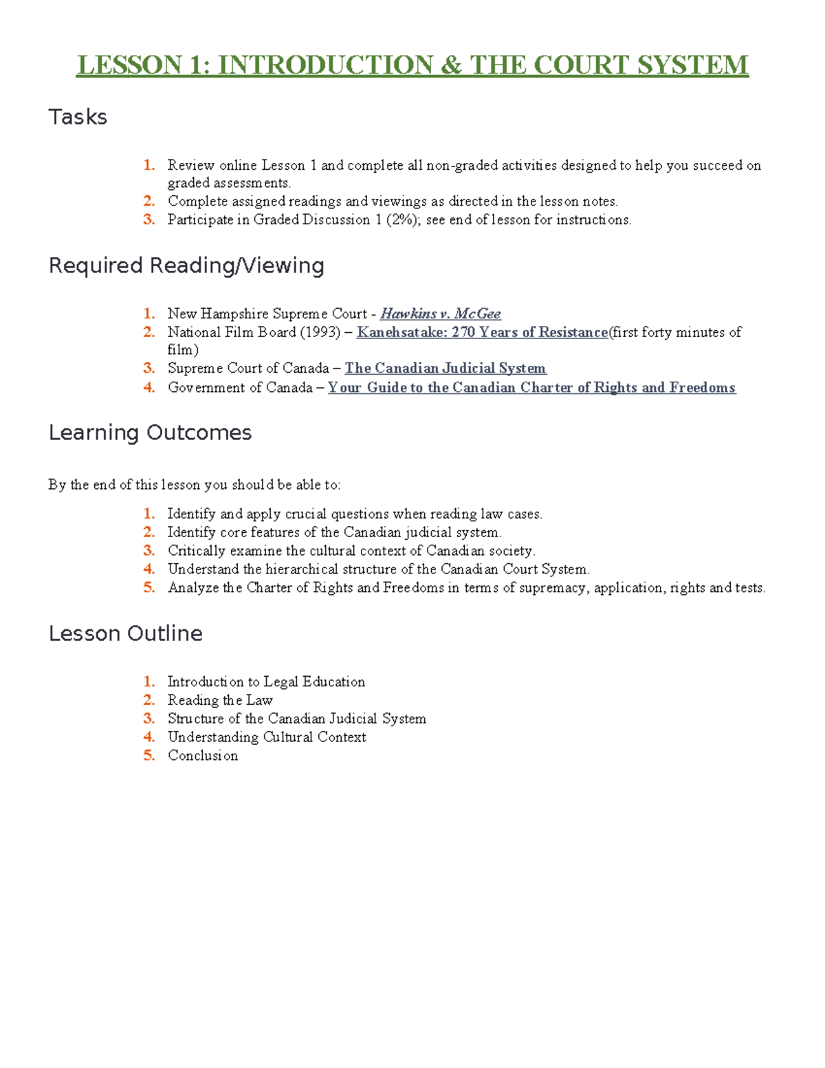 PO209 Lesson 1 - lecture notes - LESSON 1: INTRODUCTION & THE COURT ...